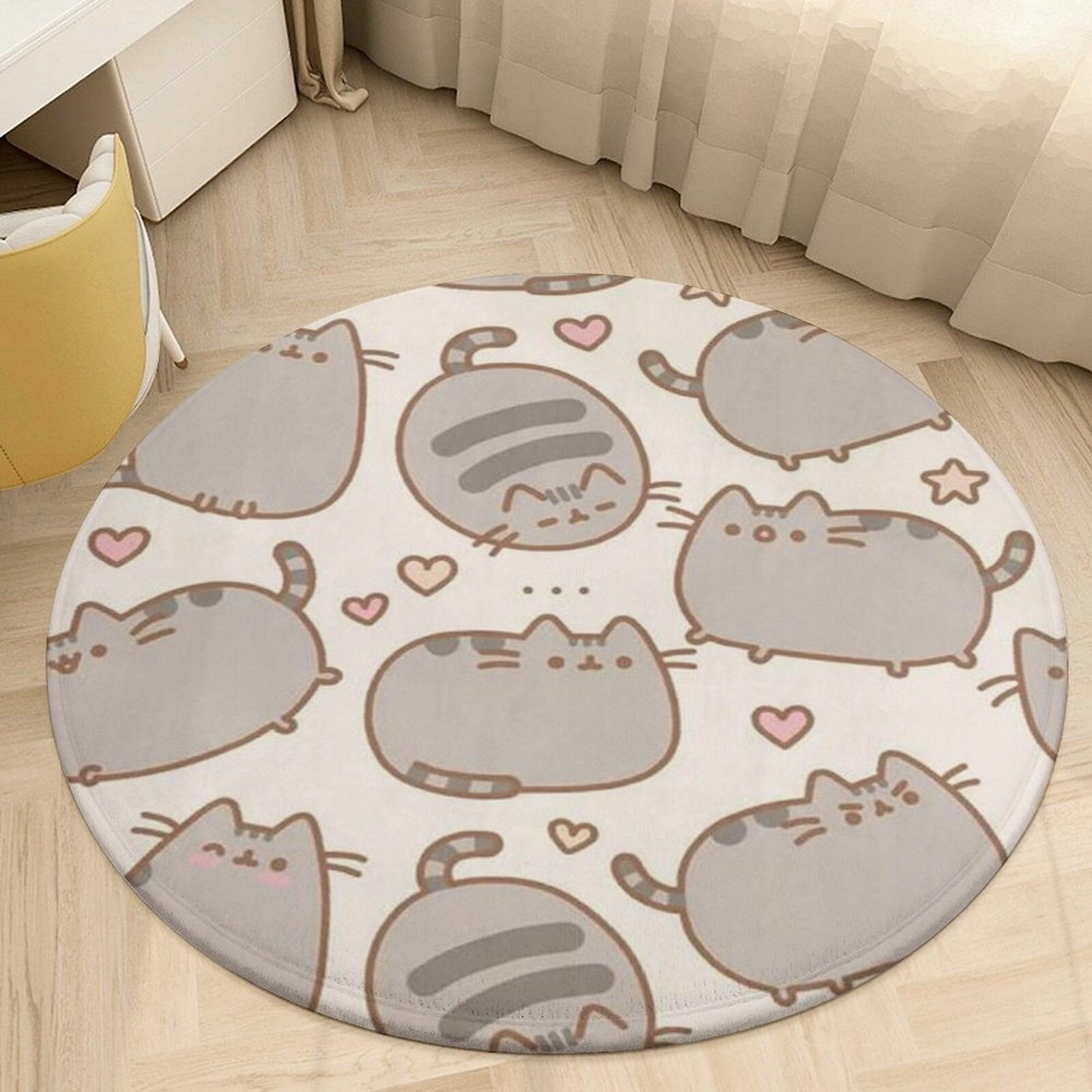 Pusheen круглый прикроватный Ковер, пол в спальню, в детскую комнату, в гостиную,60x60cm