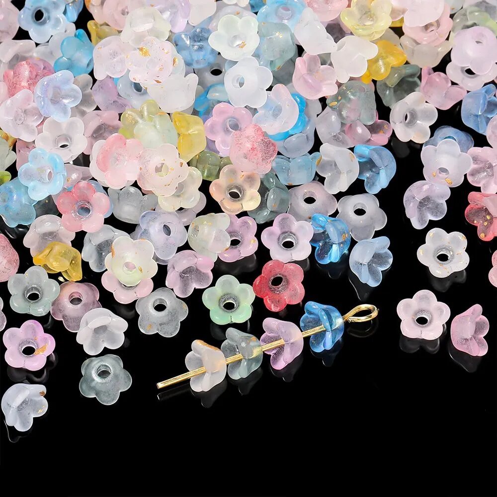 Акриловых бусины цветочных , мелкие бусинки 4.5*4.5 мм, 300 шт, цвет: красочный