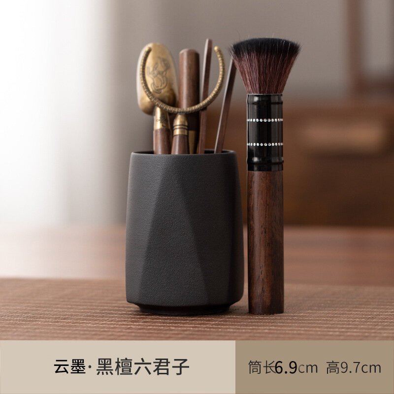 Держатель для чая из массива дерева, набор для чайной церемонии из шести предметов, 6 чайных инструментов, зажим для чая, игла, ложка, аксессуары для кунг-фу чайного набора, производитель, оптовая продажа, лого