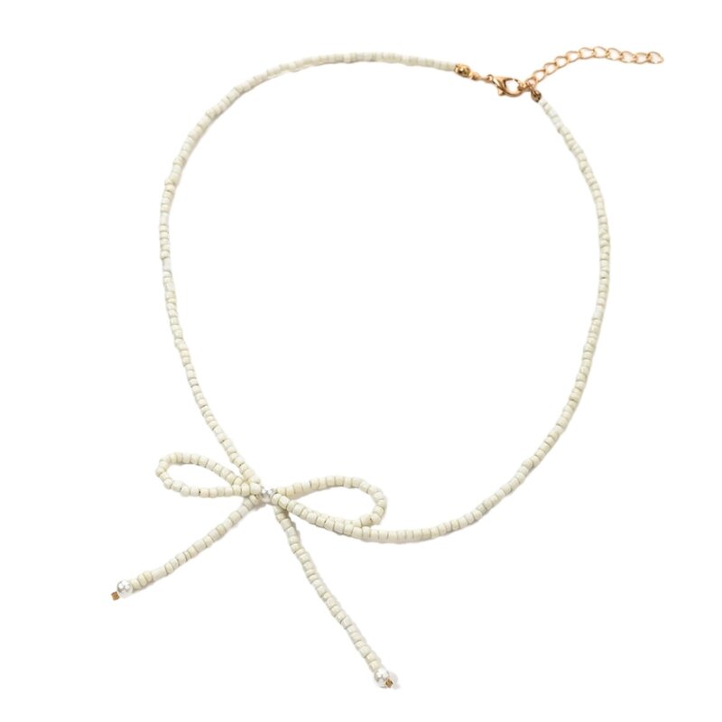 X1754 ретро-ниша из просяных бусин, цепочка для ключиц с бантом