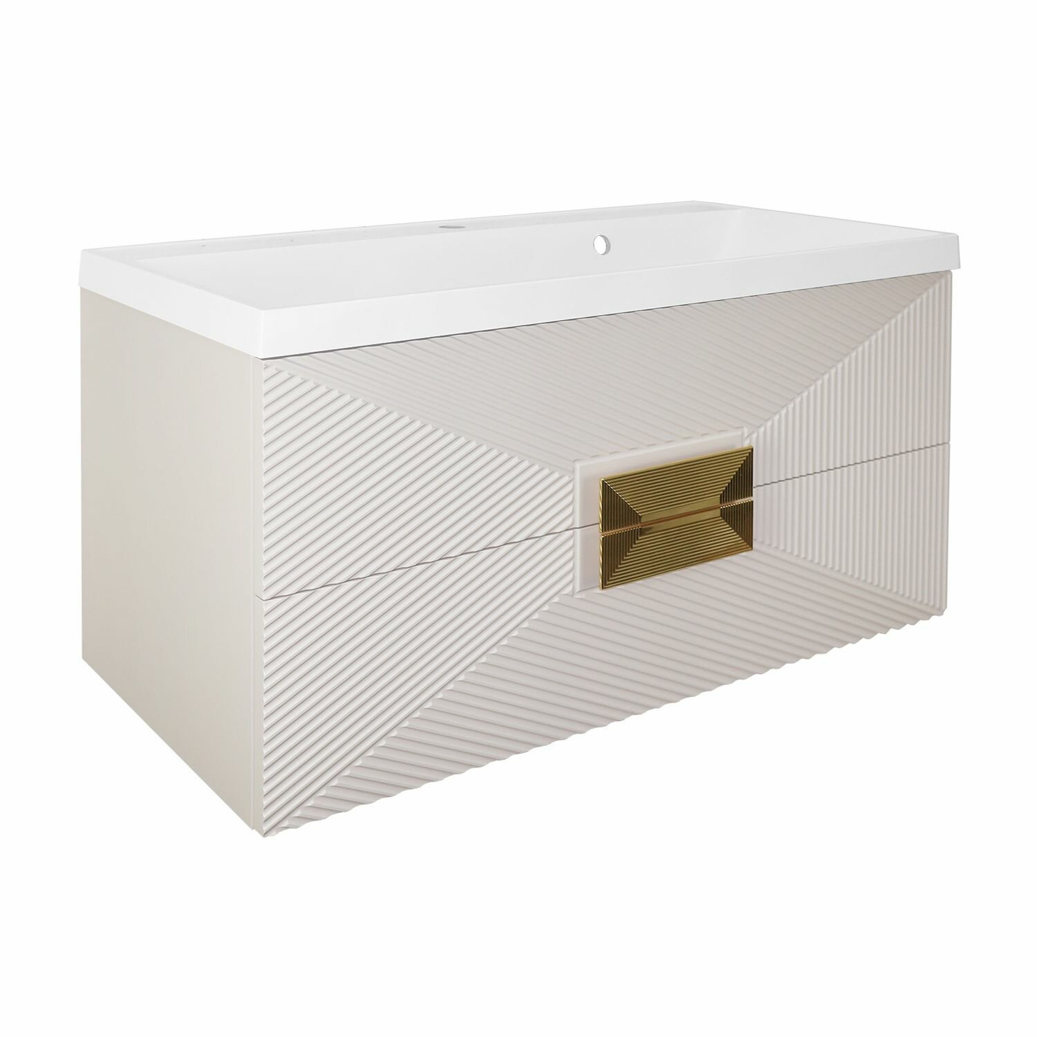 Комплект Azario ZENA Тумба 80/2 800х450х585 подвесная, с раковиной CLASSIK 80, кашемир, ручка золото (CS00097029)