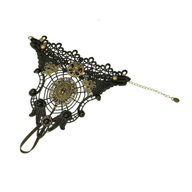 Черные Кружевные Перчатки с Паутиной-Черный