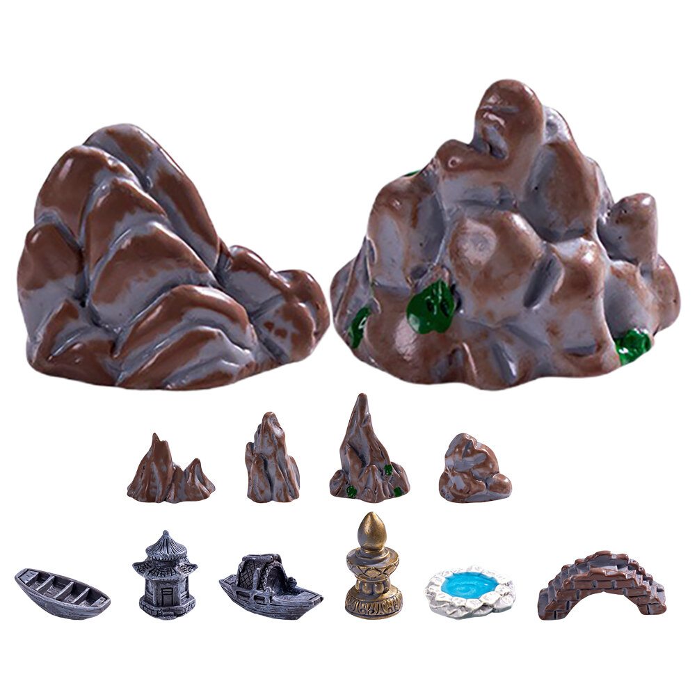 12 Штук Миниатюрные Искусственные Скалы Статуэтки Из Резины Для Террариума Весёлый Сад 3.00X3.00X0.40Cm