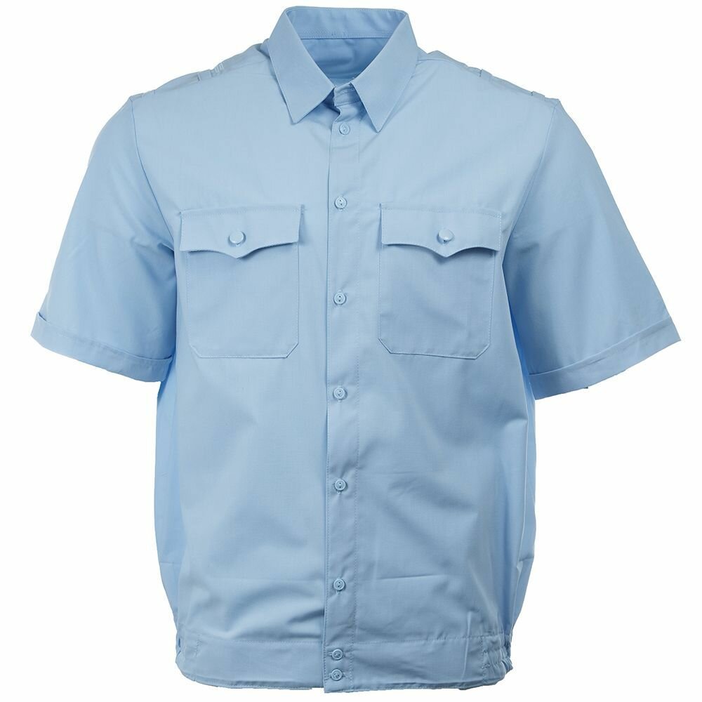 Рубашка мужская (сорочка) форменная уставная голубая повседневная с коротким рукавом для сотрудников Полиции МВД (Министерства Внутренних Дел)