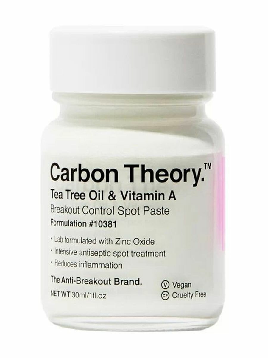 CARBON THEORY Паста для лица Tea Tree Oil & Vitamin A Breakout Control Spot Paste от акне, 30 г