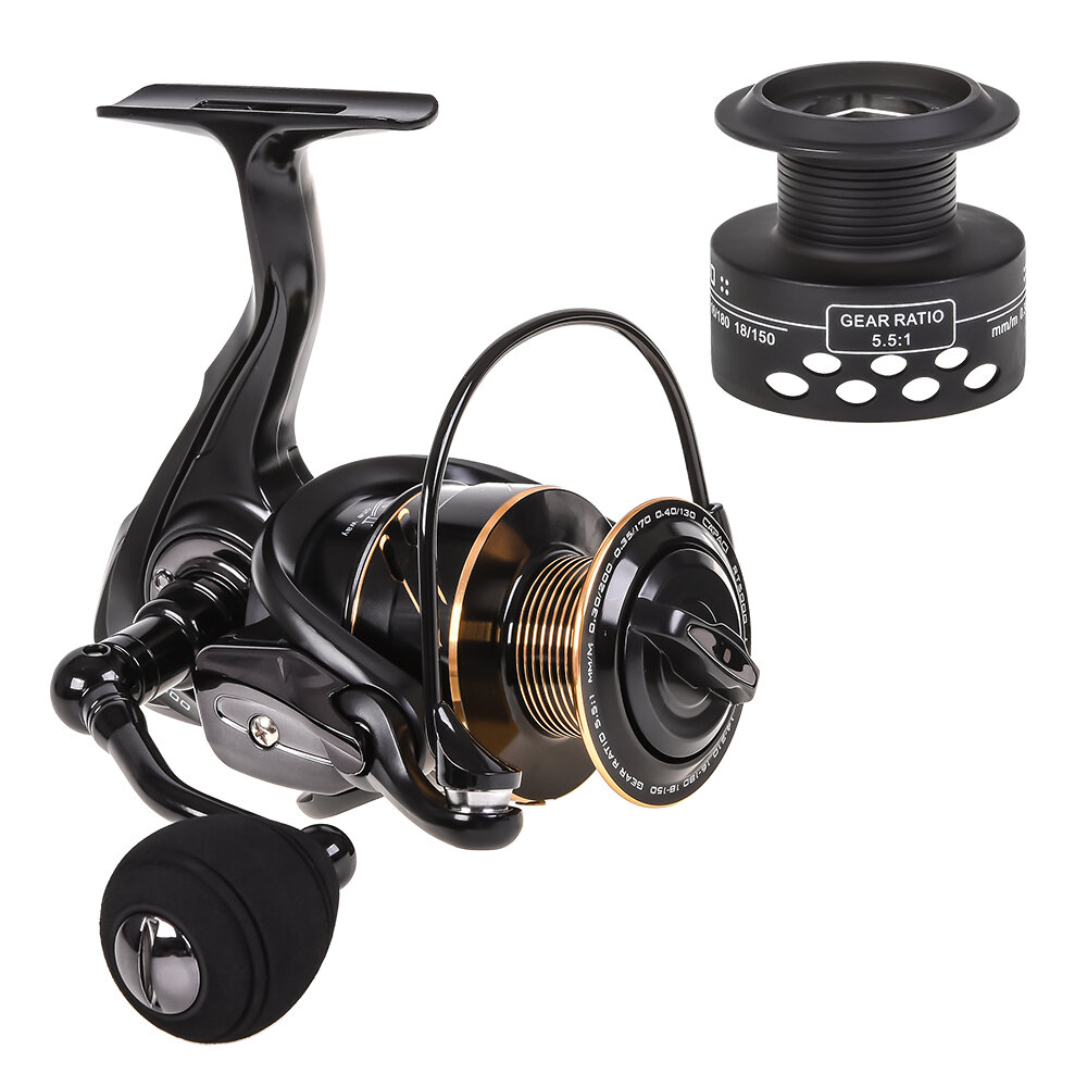 Митchell Spinning Fishing Reel 13BB + 1 Bearing Balls Metal Spinning Reel Boat Fishing Wheel with Extra Spool, RT1000/RT2000/RT3000/RT4000/RT5000, Aluminum + Metal, 5.1:1/5.5:1, 5.5kg-7.5kg, 0.15mm-0.40mm, 180m-270m, 204g-303g