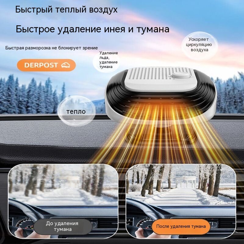 Тепловентилятор, автомобильный, 12 В, для салона и лобового стекла, белый