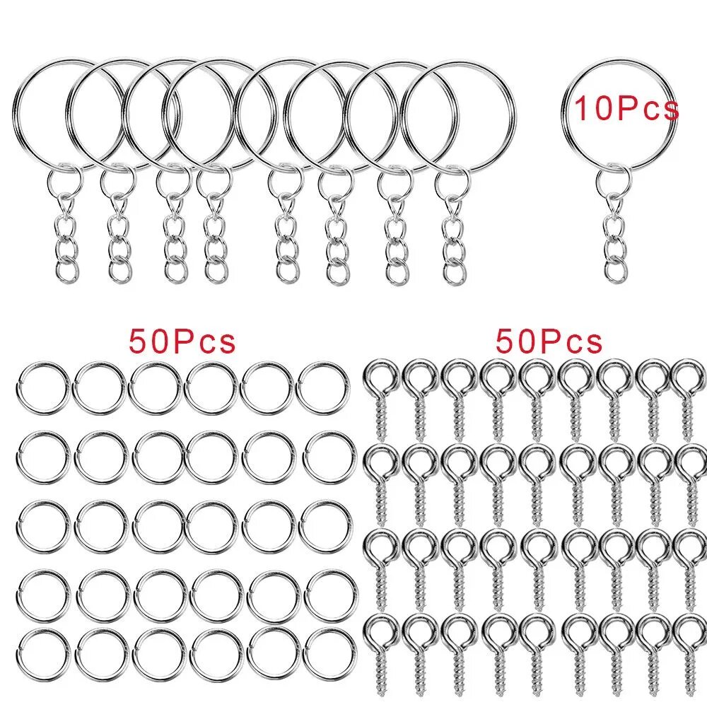 Фурнитура для брелков, кольца с цепочкой и соединительным кольцом, основа для брелока, 10 штук
