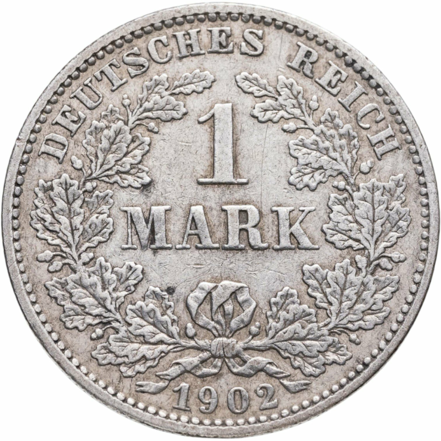 Германия 1 марка 1902 E знак монетного двора: "E" - Мульденхюттен, Серебро 900, в сохранности XF