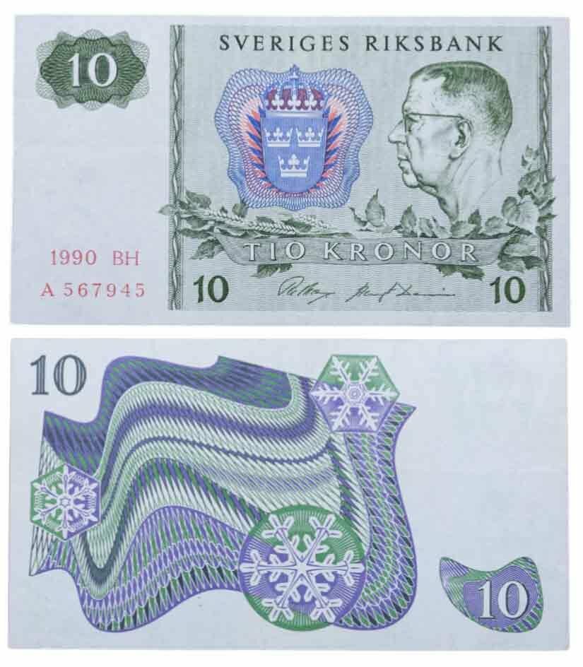 Швеция 10 крон 1990