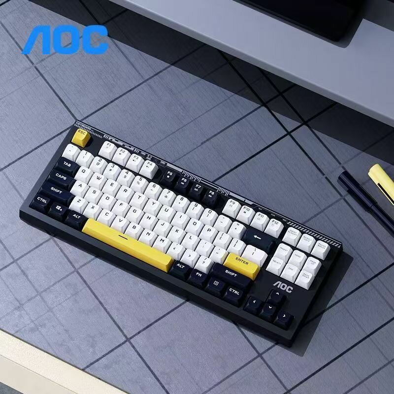 AOC GK168 87-клавишная игровая клавиатура с механическими переключателями и тихим ходом для игр и офиса Цвет：Черный