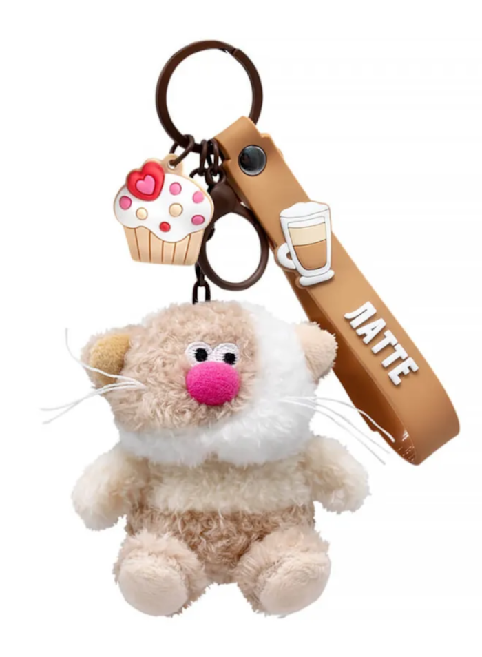 Budi Basa Мягкая Игрушка Кофейные Коты. Брелок Латте с подвесом "Валентинка" (7,5см), (ООО "МПП")