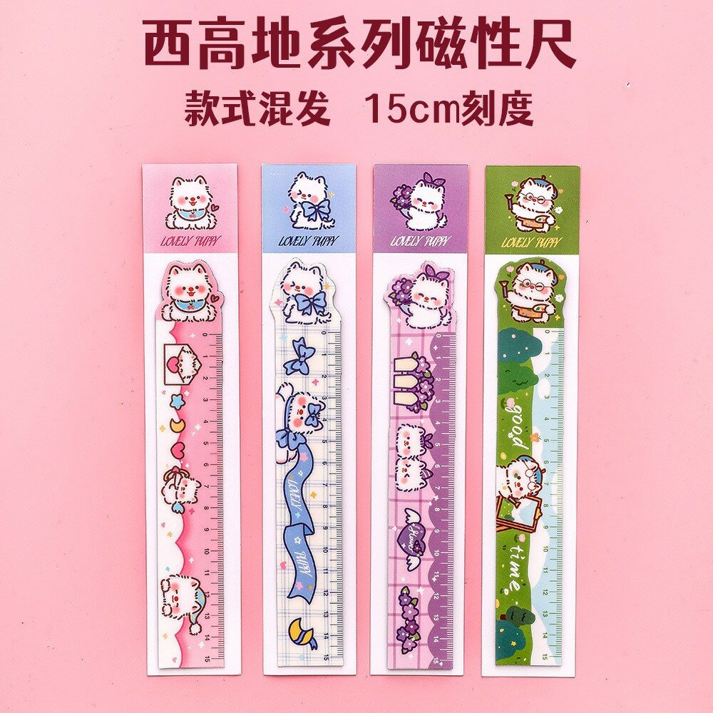 Магнитная линейка с милыми животными, маленькая линейка для студентов, магнитная лейбл-закладка, мягкая линейка для детей, канцелярский подарок