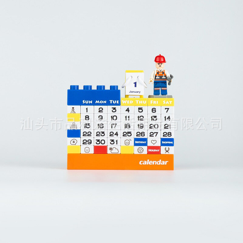 Календарь на столе с вечным календарем из строительных блоков, креативный простой DIY настольный календарь, корпоративный рекламный подарок, оптовая продажа с логотипом