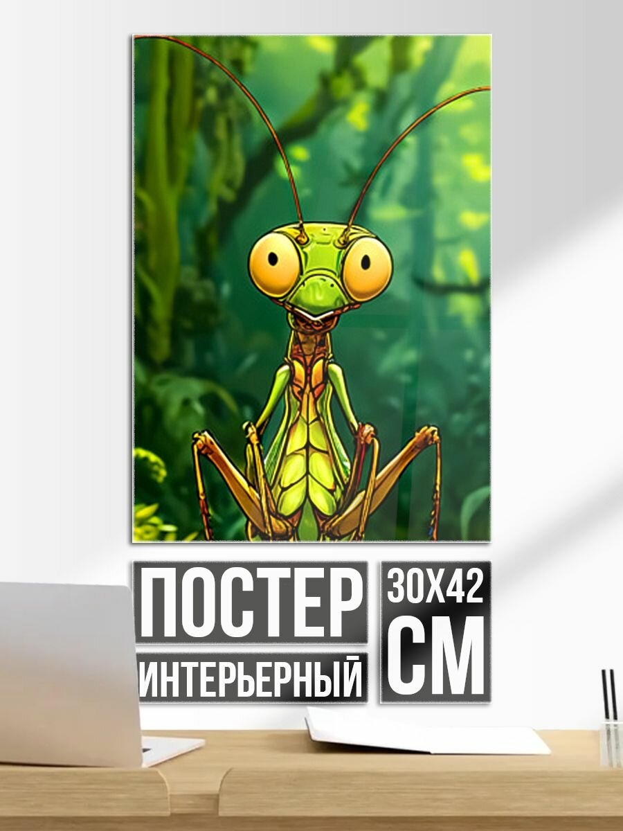 Постер на стену Богомол в лесу