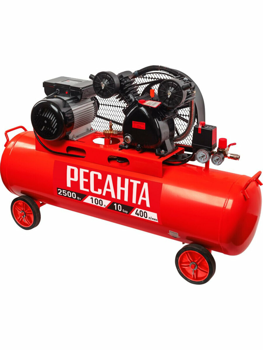 Компрессор поршневой Ресанта "КП-100/400Р", масляный, мощность 2.5 кВт