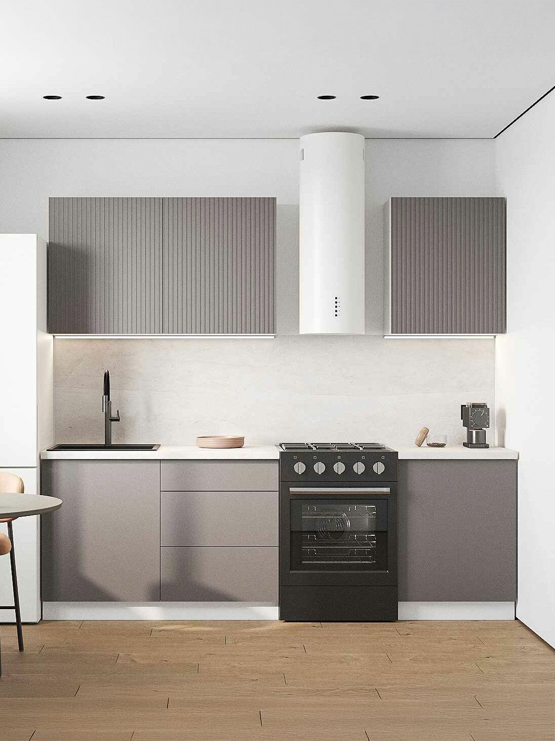 Кухонный гарнитур Комби 1.8 м, мебель для дома и кухни, Белый / Грей