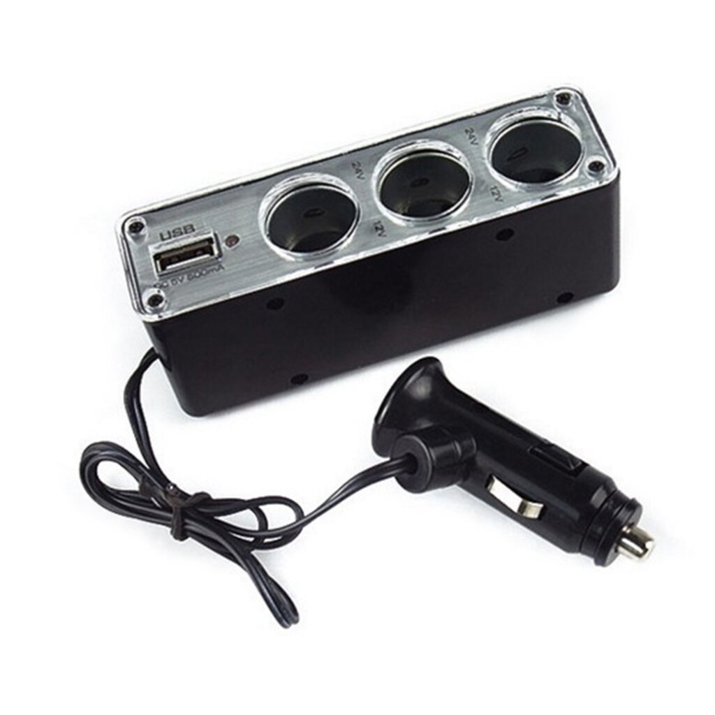 Универсальные Компактные Автоматические Зарядные Устройства Splitter Power Distribution Hub с USB-Портом Для Зарядки 3-Полосный Разветвитель Прикуривателя