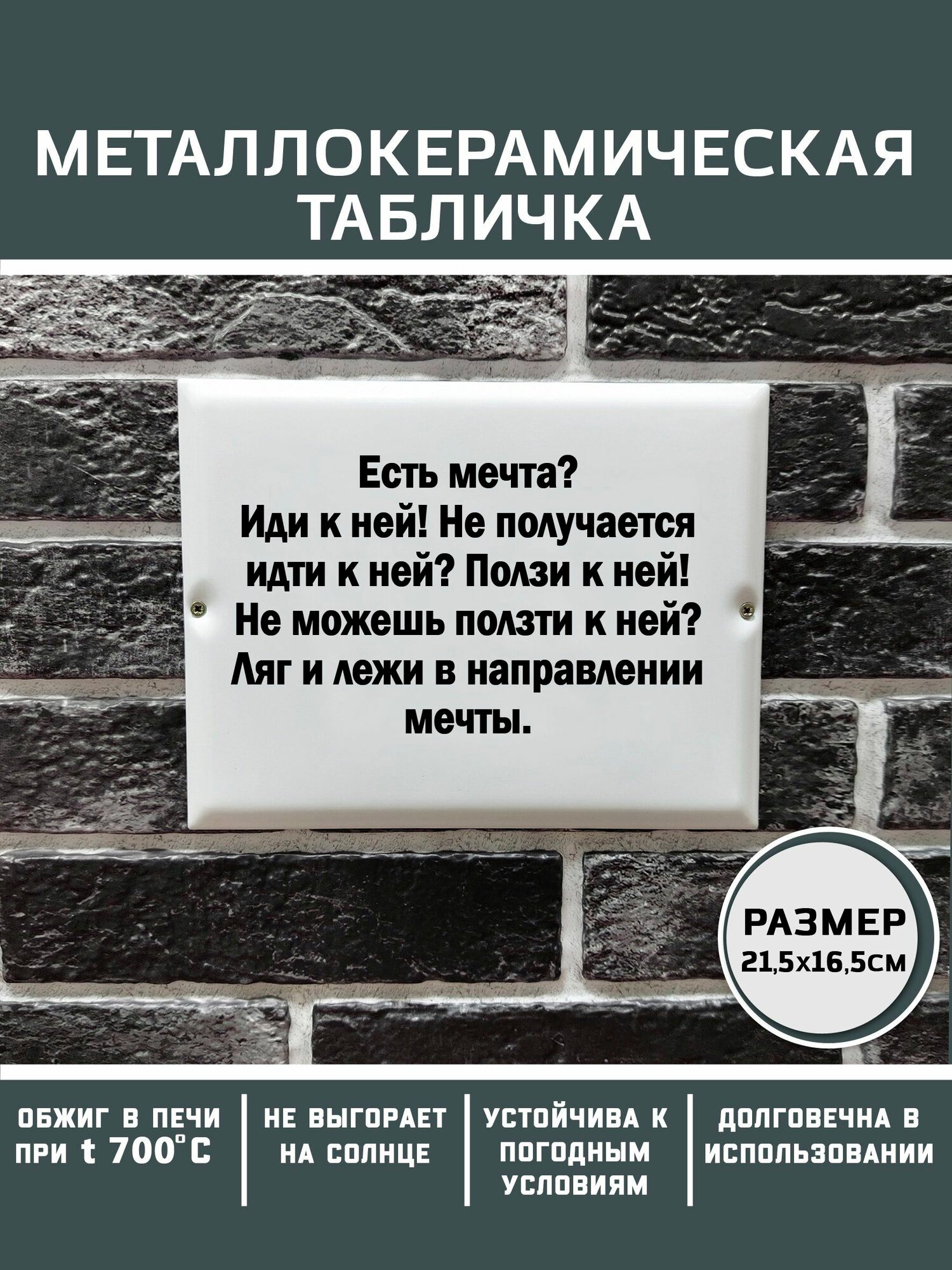 Металлическая табличка в стиле Лофт, СССР Есть мечта? Иди к ней!
