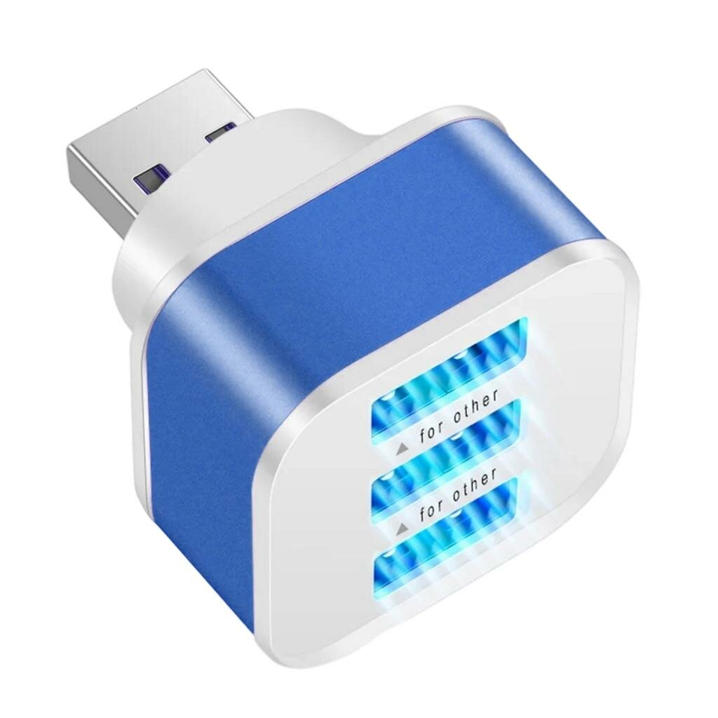 USB2.0 адаптер, 1 разъем «мама» на 3 порта, Синий