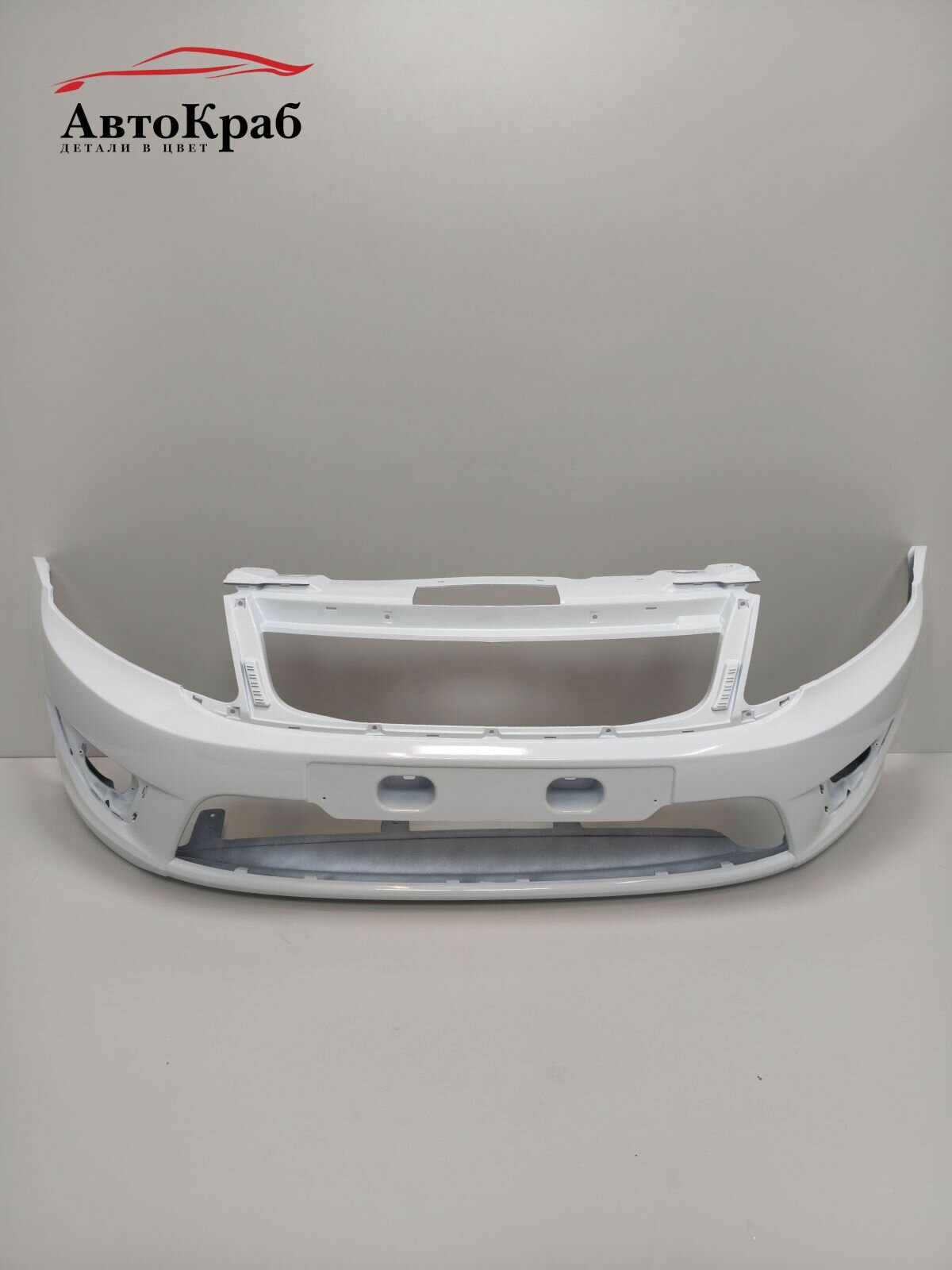 Бампер передний в цвет для Лада Гранта рестайлинг 2013 - 2018 г. 221 - ледниковый, белый