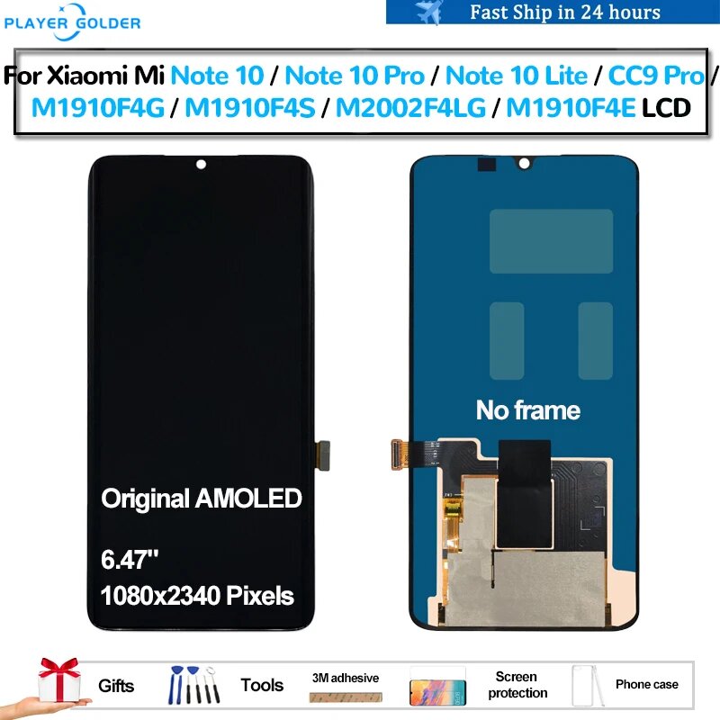 Оригинальный AMOLED для Xiaomi Mi Note 10 Note 10 Pro Note 10 Lite CC9 Pro Pantalla, ЖК-дисплей, сенсорная панель, дигитайзер экрана в сборе
