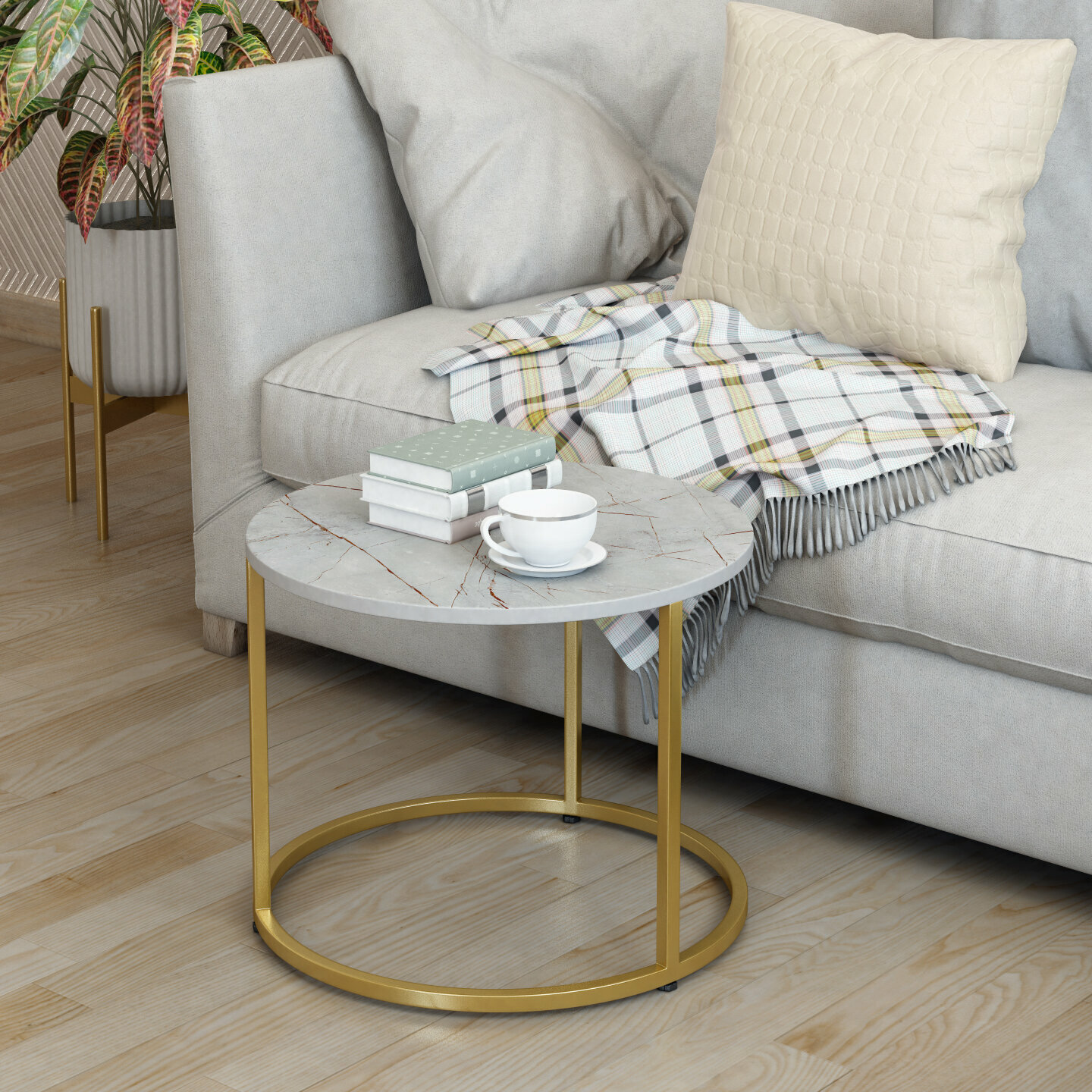 Стол журнальный Соло. Каспий светлый/золото