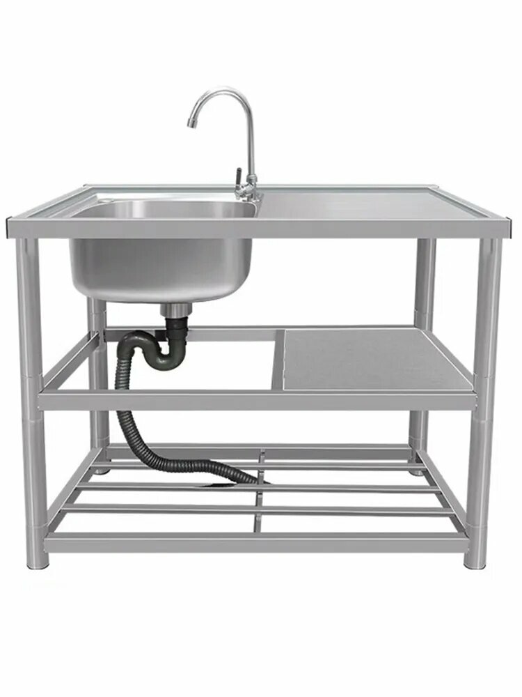 Кухонная мойка, стол из нержавеющей стали С краном горячей и холодной воды, Уличная походная раковина