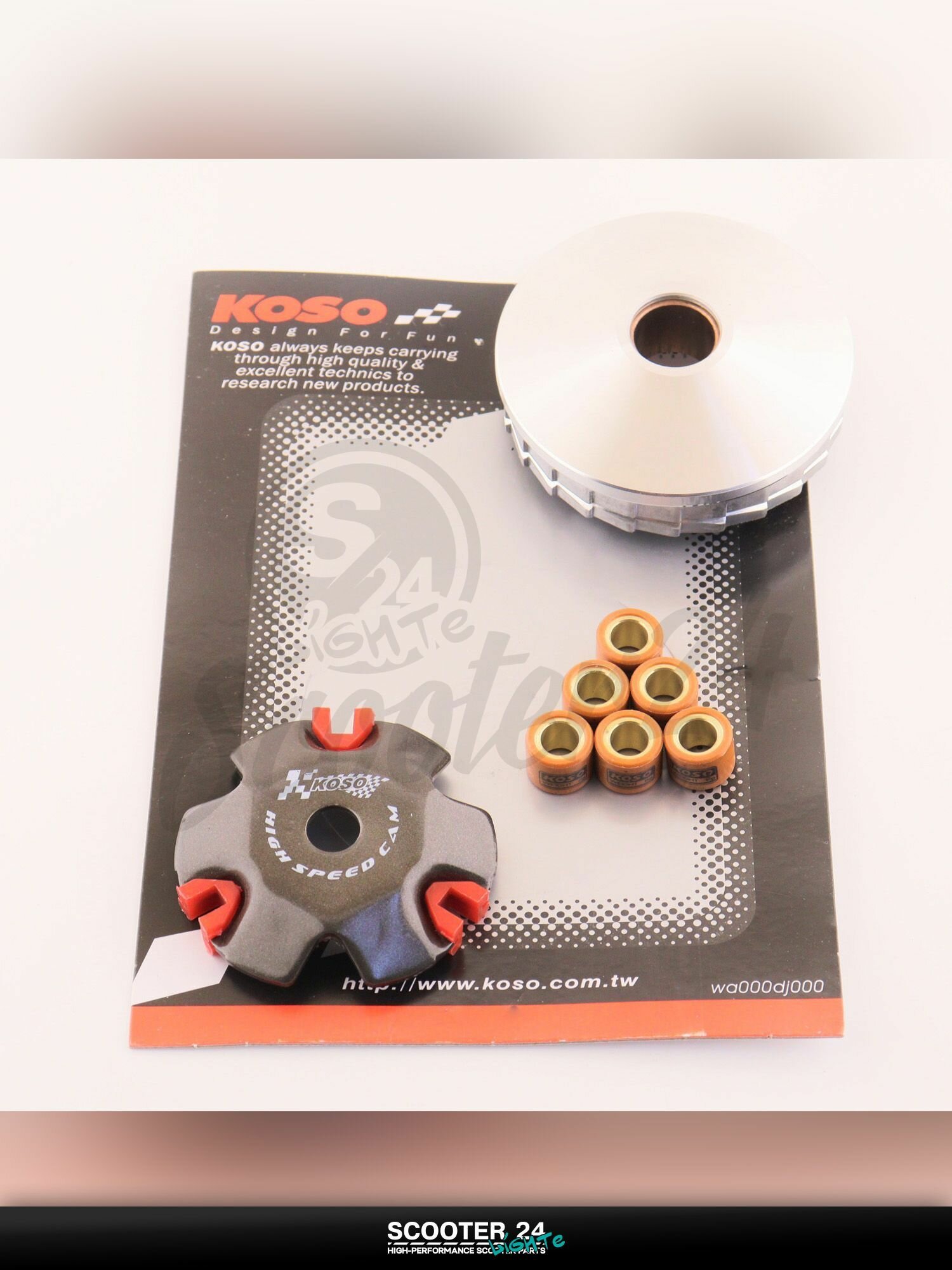 Вариатор передний (тюнинг) на мотоцикл / мопед / скутер Honda DIO AF 18 / Хонда Дио, Такт, Джорно (ролики латунь - 8.2g) "KOSO"