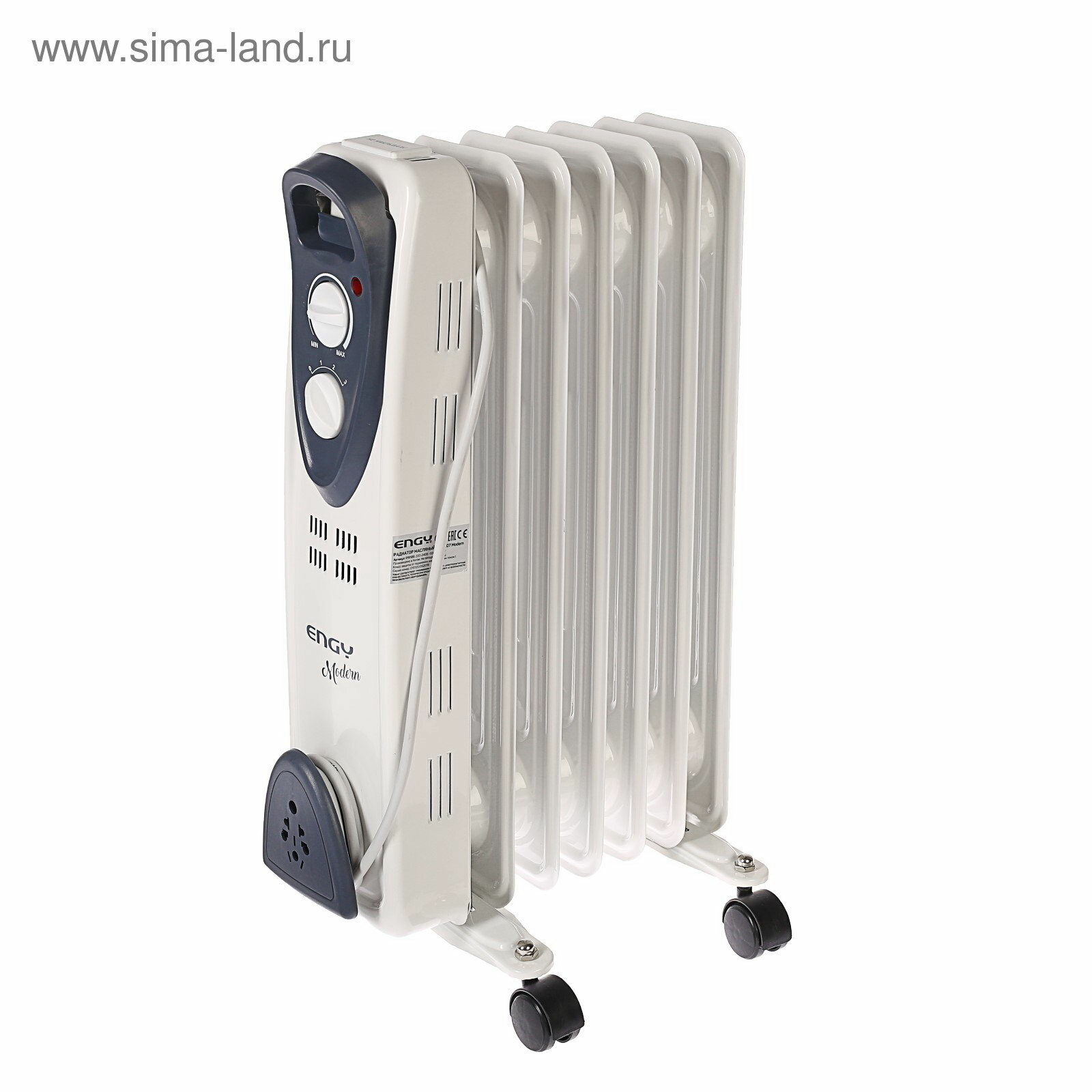 Обогреватель масляный EN-2207 Modern, 7 секций, напольный, 1500 Вт, 15 ?2, белый