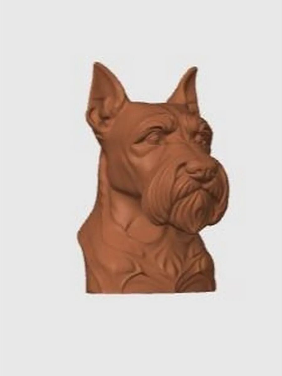 Бюст собаки-Шнауцер с купированными ушами(10см, корич. матал.)