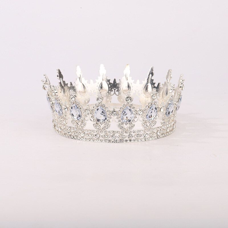 Кросс-бордерные европейские и американские стильные винтажные цветные кристаллические круглые большие короны барокко принцессы свадебные аксессуары для волос