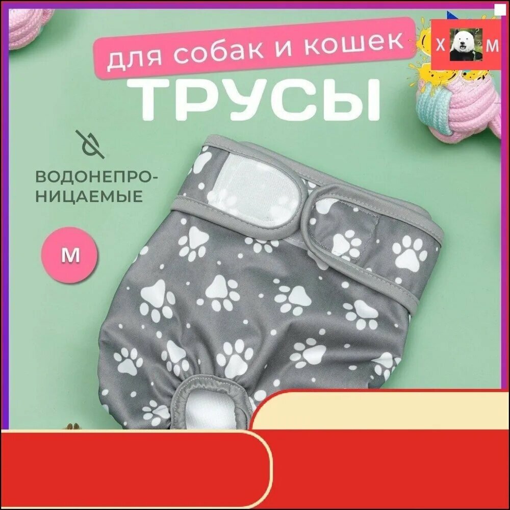 Трусы для собак во время течки и при недержании многоразовые