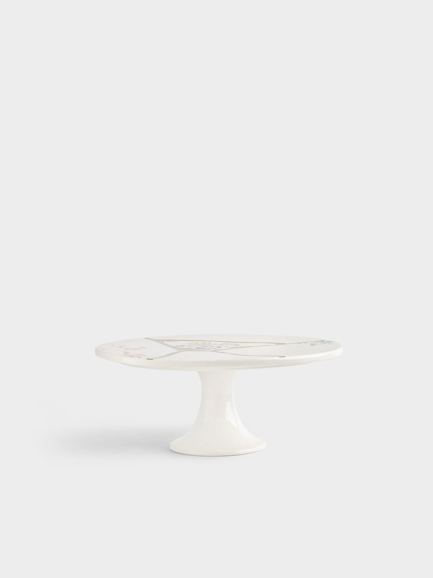 Блюдо на ножке, 25х11 см, фарфор N, бело-золотистое, Кинцуги, Revival, Kuchenland