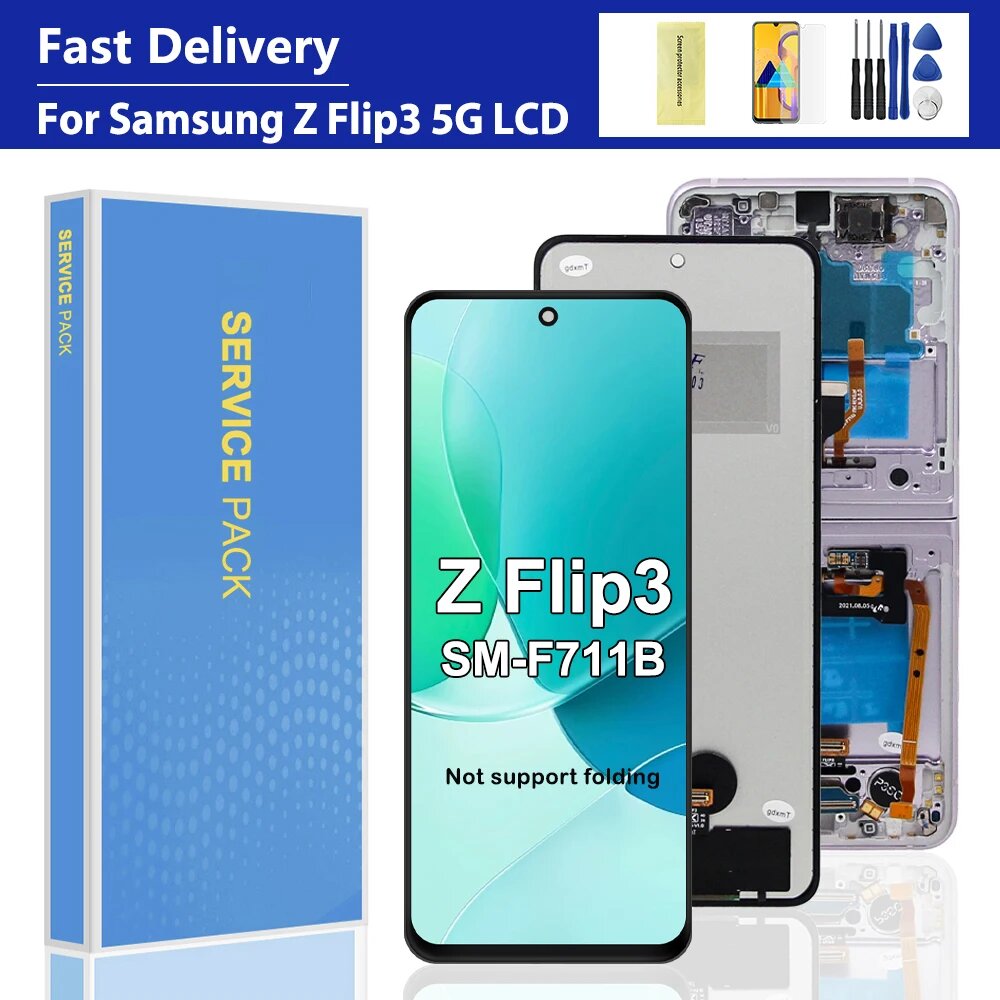 Качество TFT для Samsung Z Flip3 5G ЖК-дисплей с сенсорным экраном в сборе для Samsung Z Flip 3 5G F711 F711B F711U ЖК-дисплей Black No Frame