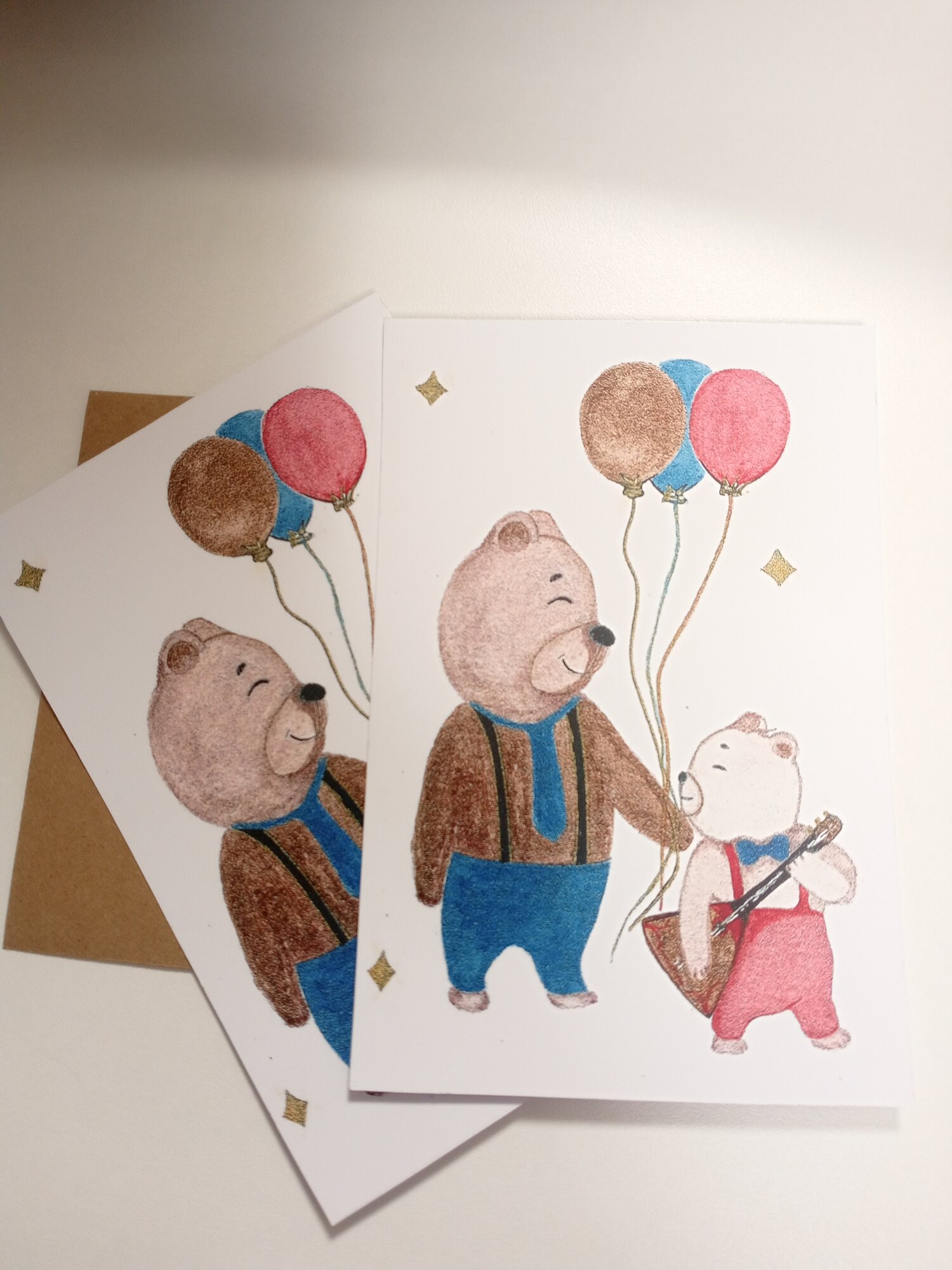 Открытка Поздравительная "Мишки", 10x15 см, бумага, печать с оригинала.