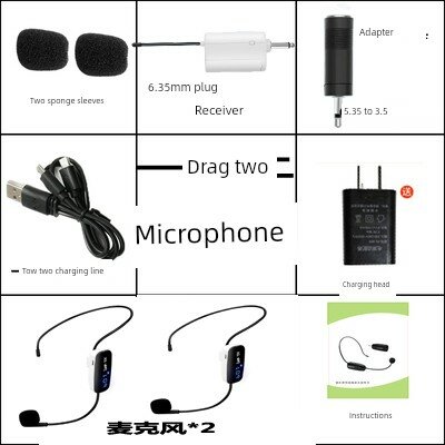 Набор беспроводных Bluetooth-наушник-микрофонов с диапазоном 50 м, съемной подставкой, два микрофона для живых