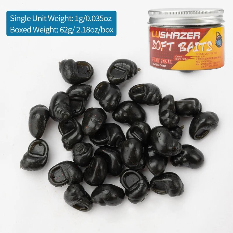 LUSHAZER 30 шт./лот TPE плавающая мягкая приманка в форме улитки 16 мм 1 г/1,5 г рыболовная приманка реалистичная плавающая приманка для бойлов в форме улитки