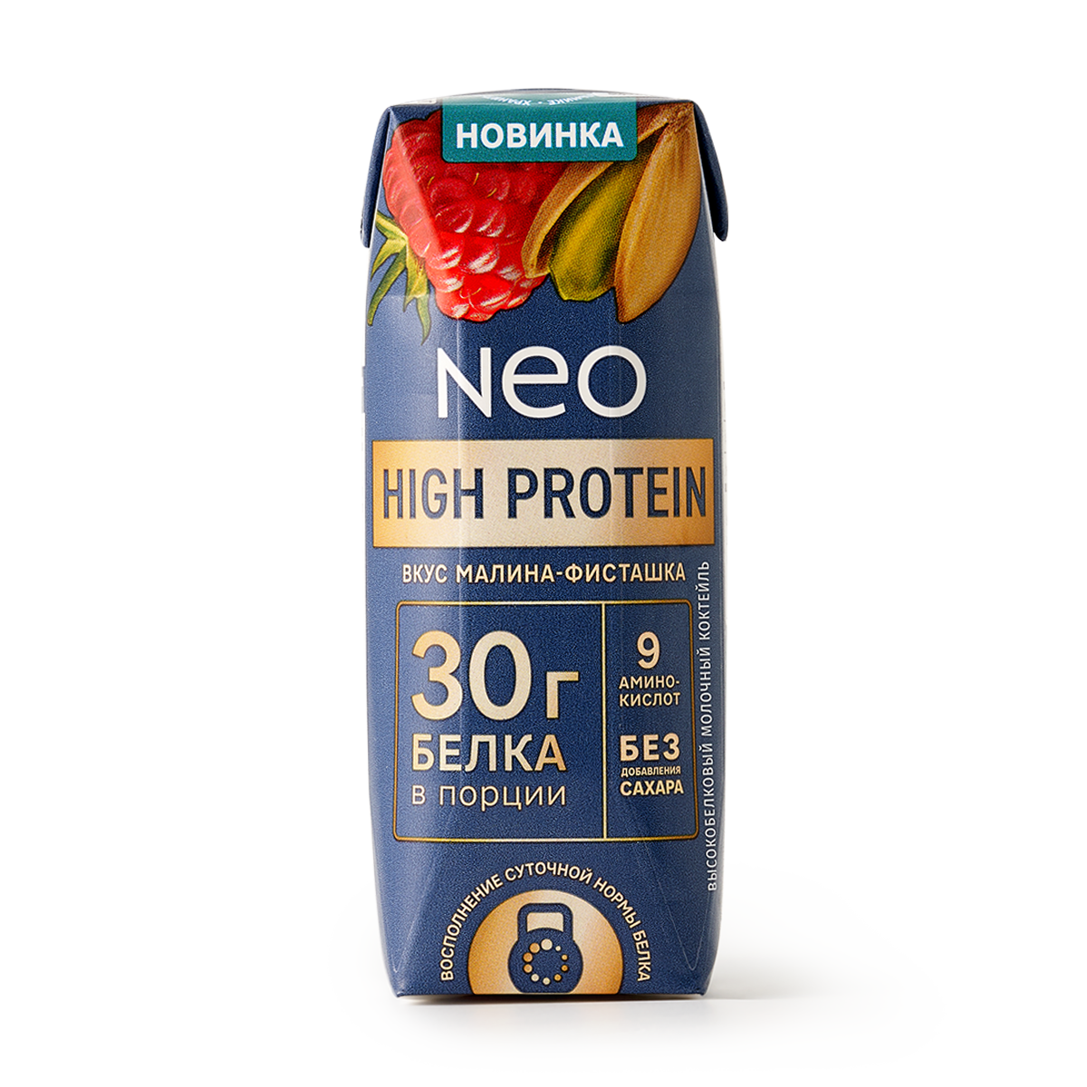 Коктейль молочный Neo High Protein, малина-фисташка, 11,6 г белка, 68,2 ккал