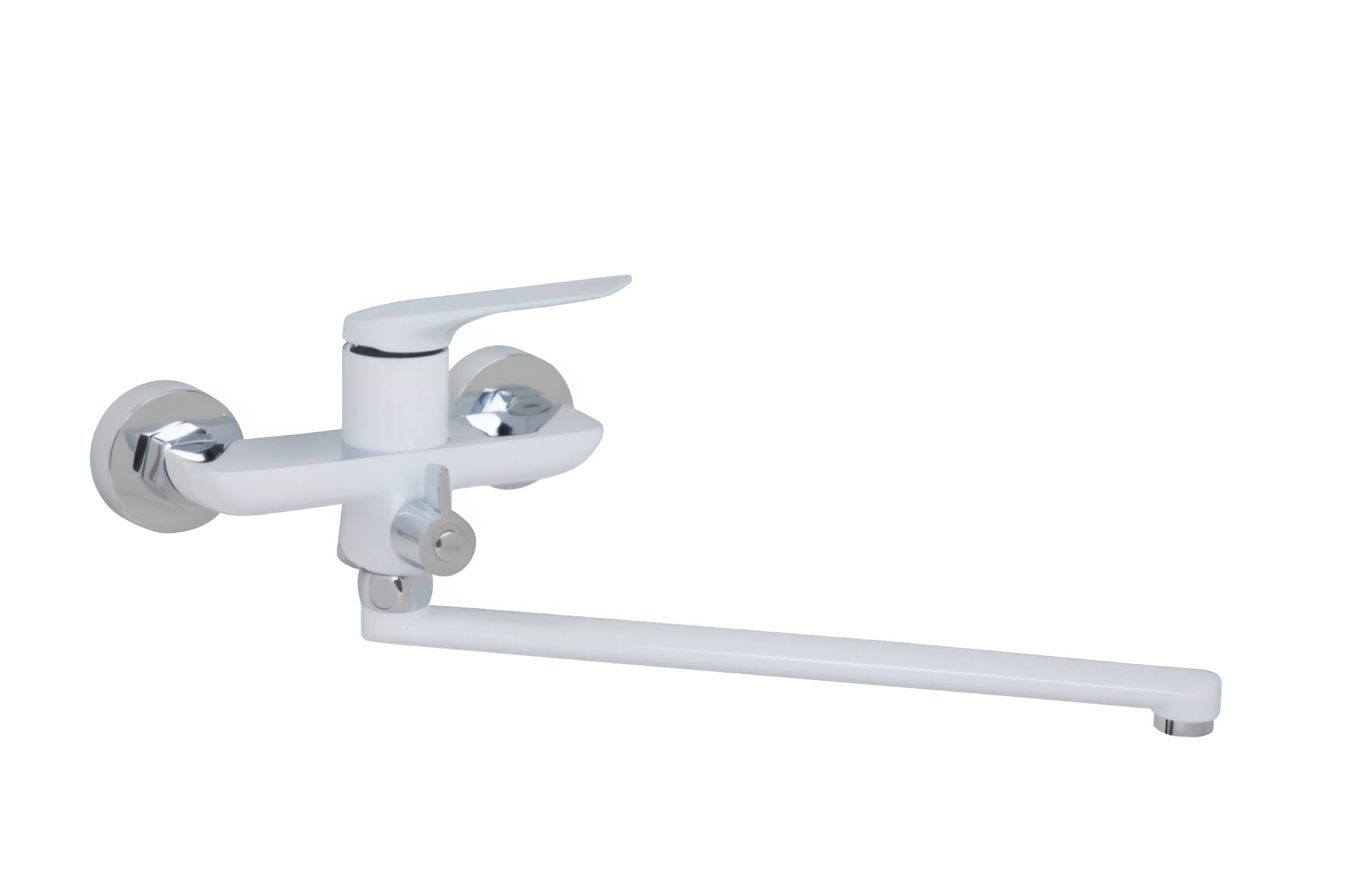 Смеситель Оптима ванна 35 мм, дивертор к/б, излив 30 см, белый, латунь