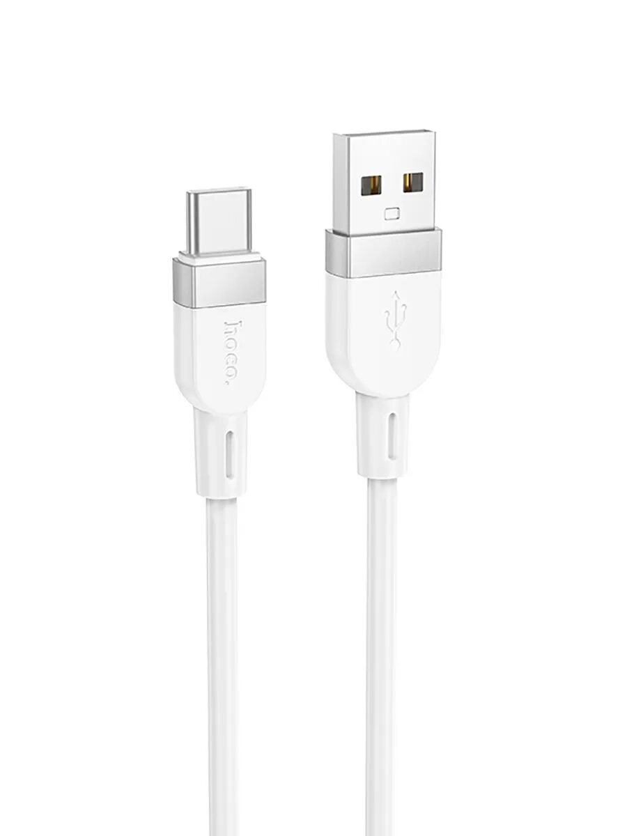 Кабель Hoco X109 USB to Type-C силиконовый, 3А, 1 метр, белый / провод для зарядки Android