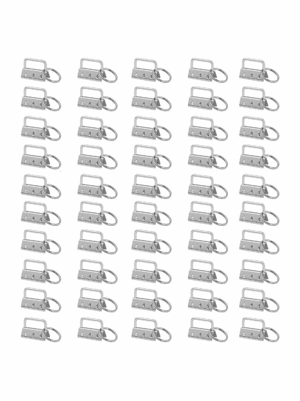50 шт. защелок для брелков с кольцами, серебро