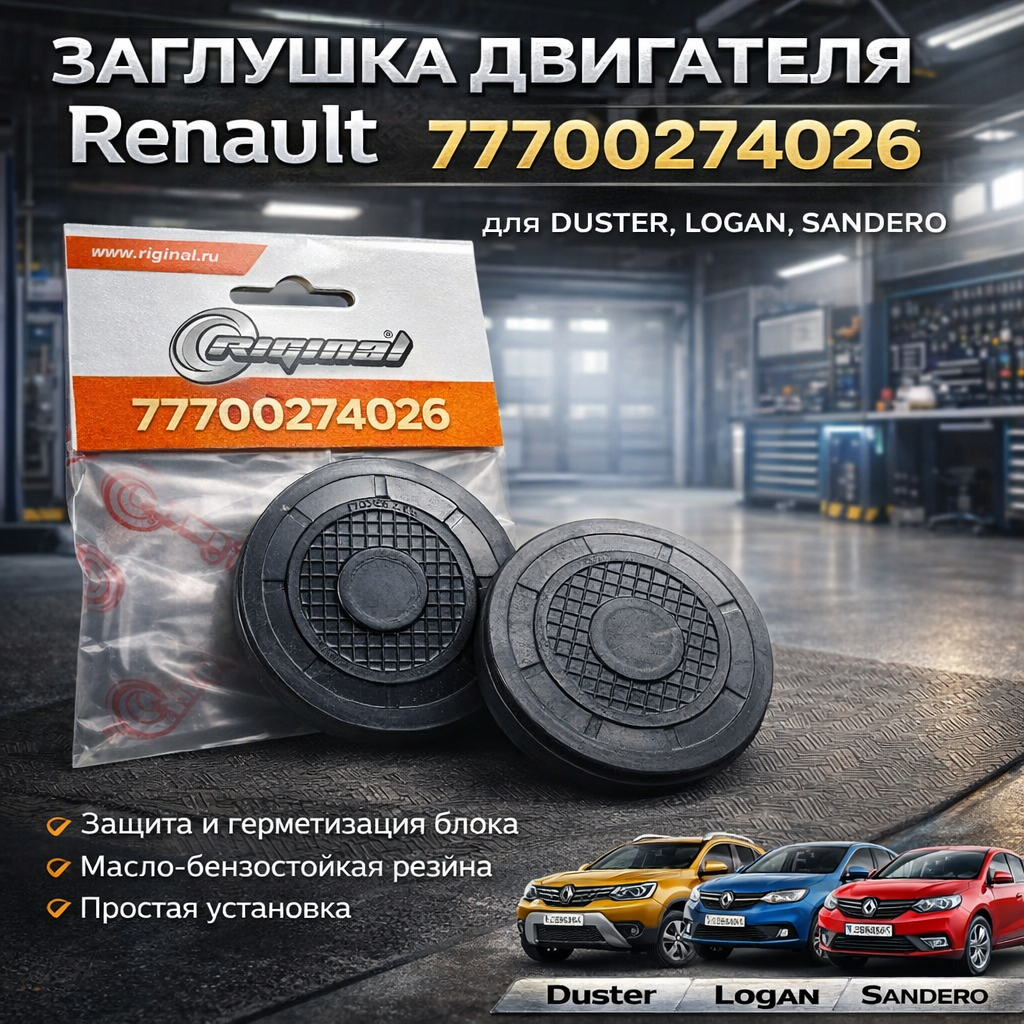 Заглушка двигателя Renault 77700274026 для Duster, Logan, Sandero, защита и герметизация блока