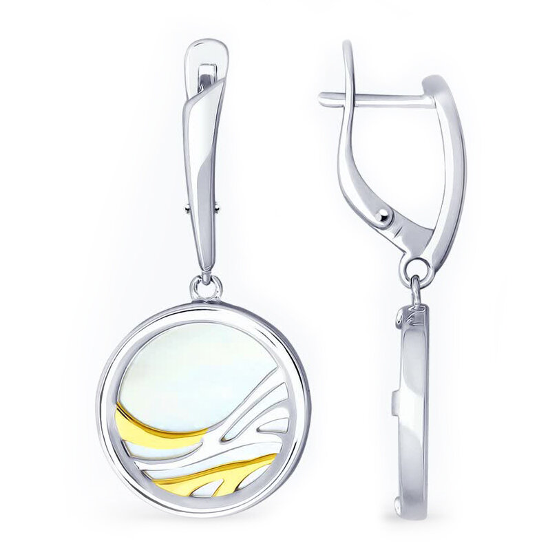 Серьги, серебро, 925 проба, перламутр