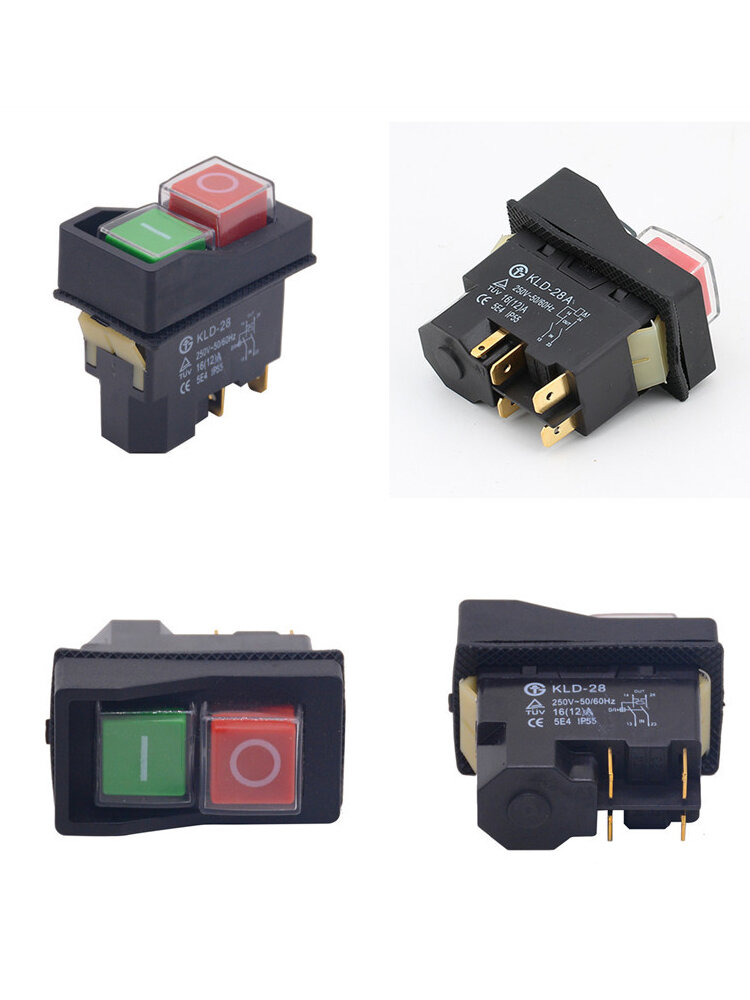 Выключатель (Кнопка) для Бетономешалки, Станка, Компрессора, Точила 5 контактов, KLD-28