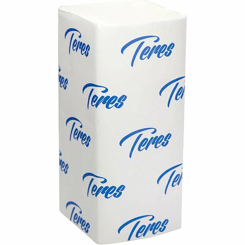 Полотенце бумажное листовое терес стандарт V(ZZ)-сложение, 1-слойное, 250л/уп, 23х22см, 35г/м2, белое, 20шт/уп, Т-0200