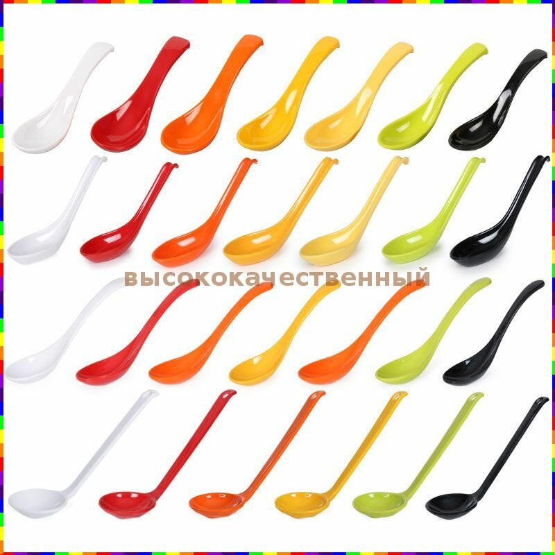 Оранжевая меламиновая ложка для риса с прямой ручкой