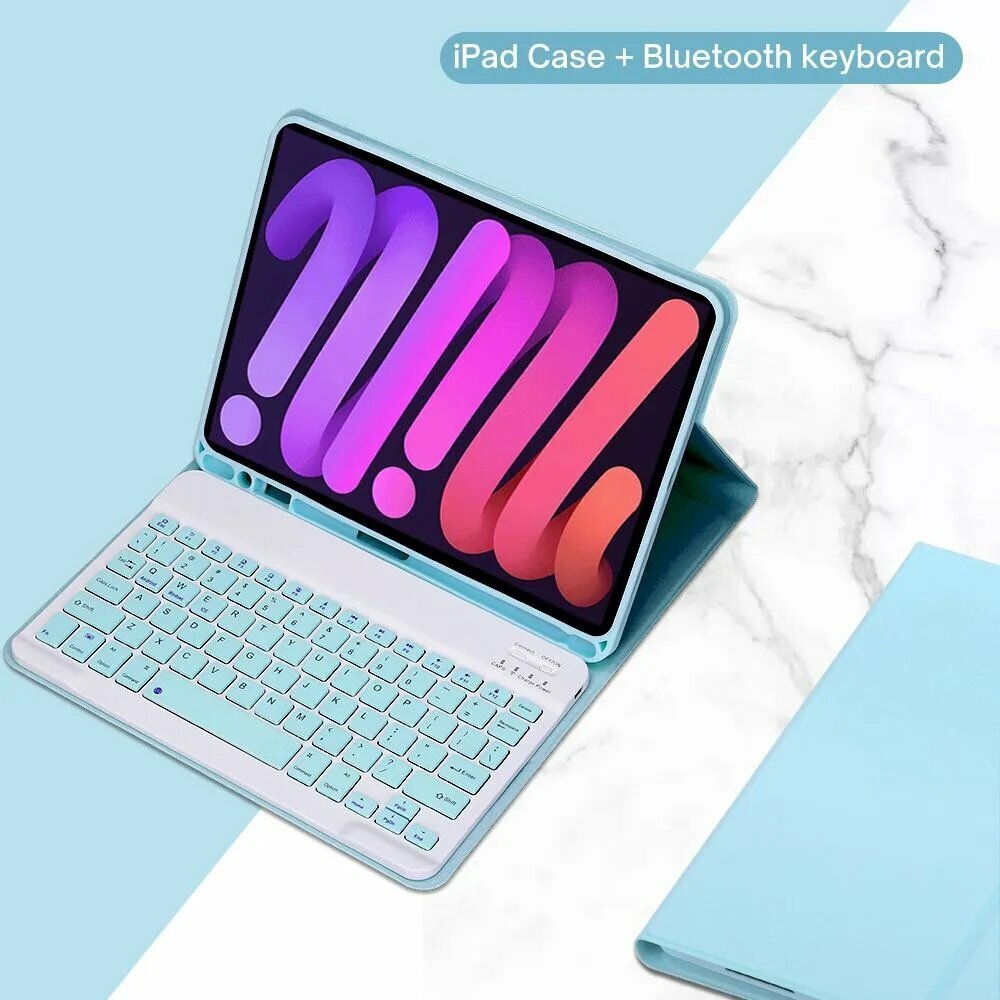 Подходит для IPad mini6 8,3 дюйма, чехол для планшета + съемная беспроводная Bluetooth-русская клавиатура