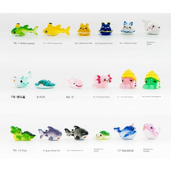 Миниатюрные фигурки животных из мультфильма «В поисках Немо»: акула, дельфин, черепаха, краб (модели из смолы) Серия
