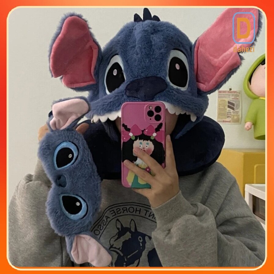 Дорожная подушка MINISO с капюшоном и мультяшным принтом, Neck Pillow, For adult